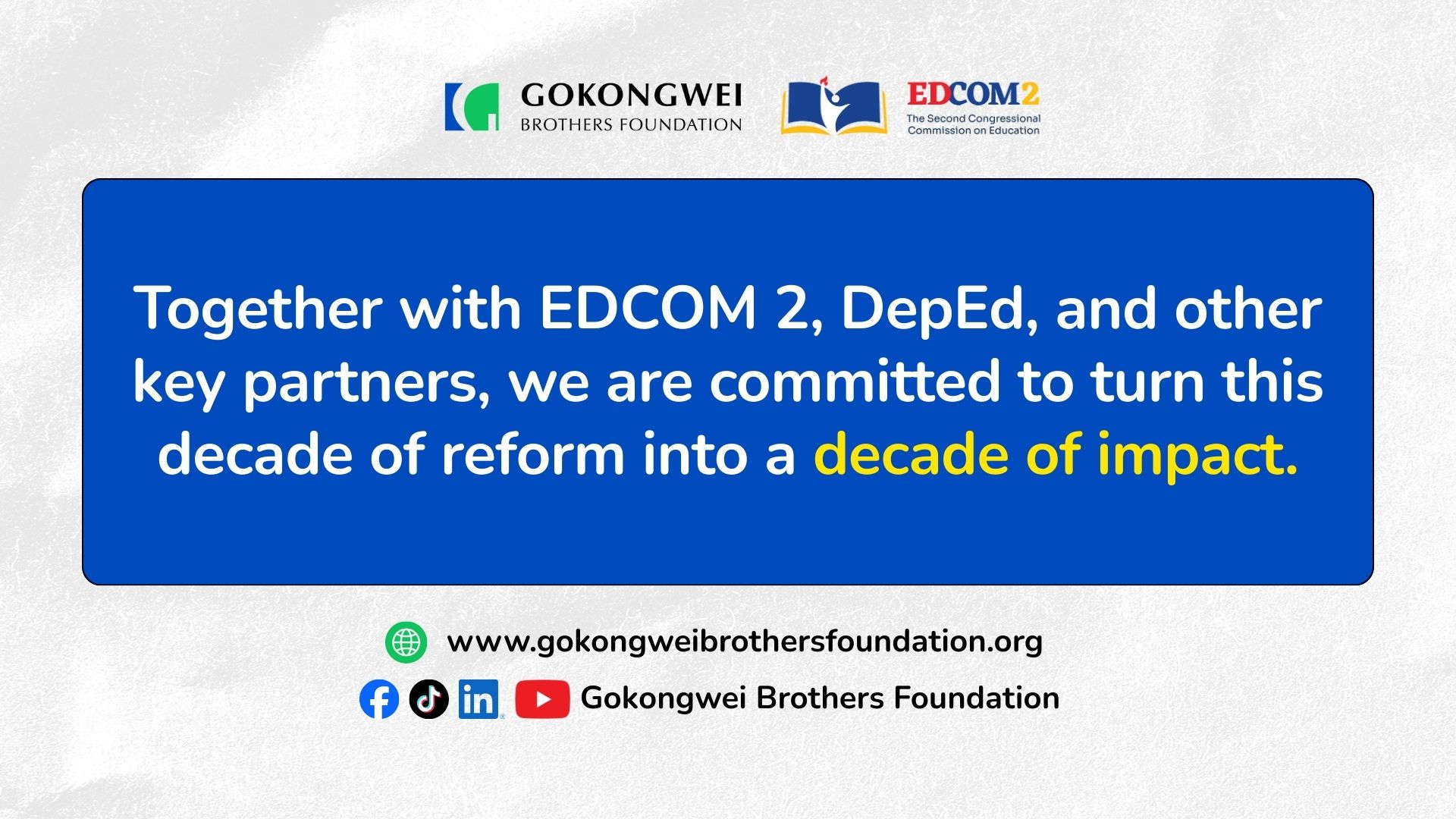 Gokongwei Brothers Foundation’s Commitment to Addressing Key Education ...